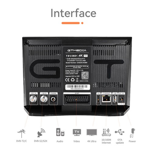 GTMEDIA V8 UHD 4K Satellite Receiver EU Plug