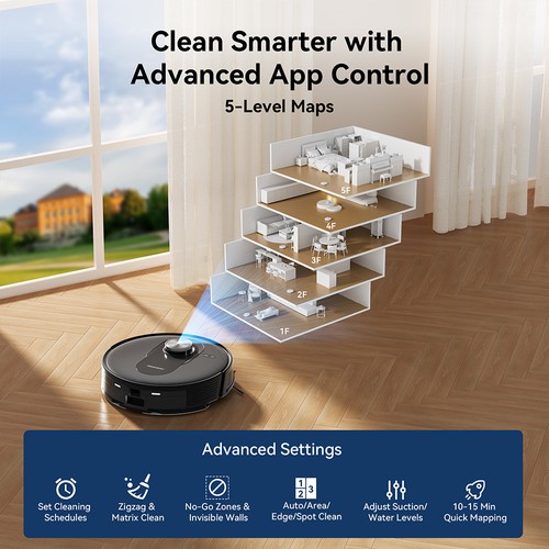 Proscenic Q8 Max Robot Vacuum and Mop Combo with Self-emptying Station ...