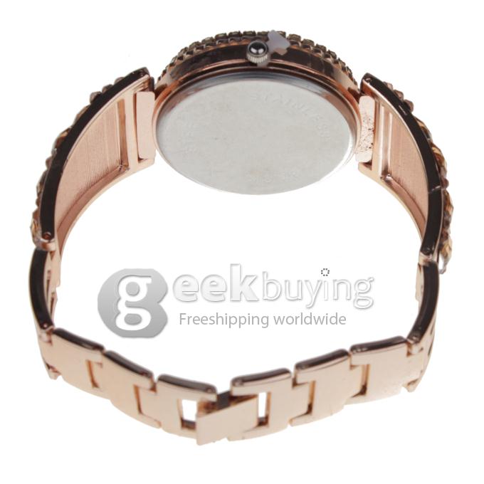 Women's Watches with Diamonds Numbers Round Dial Steel Watchband
