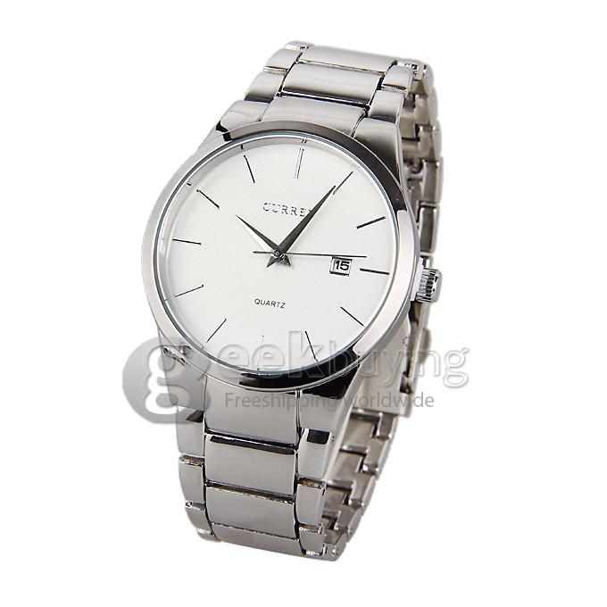 Curren 8106 Men's Strips Hour Marks with Calendar Round Dial Watch