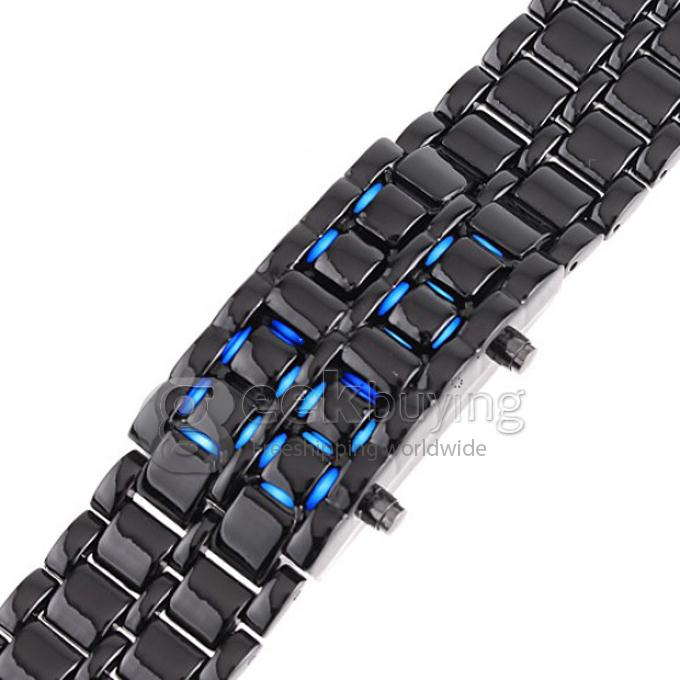 Makibes Lava Watch Men Watch Stainless Steel LED Blue Digital Watch