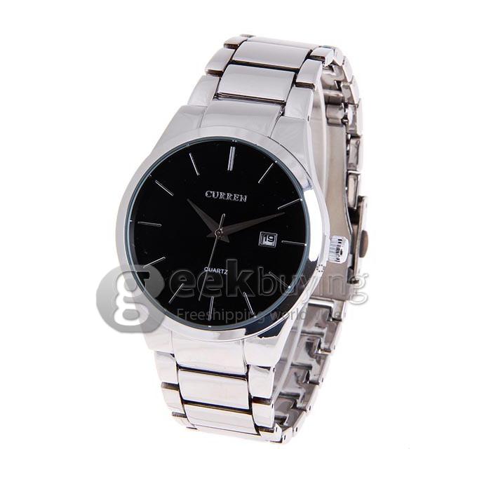 Curren 8106 Men's Strips Hour Marks with Calendar Round Dial Watch
