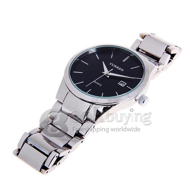 Curren 8106 Men's Strips Hour Marks with Calendar Round Dial Watch