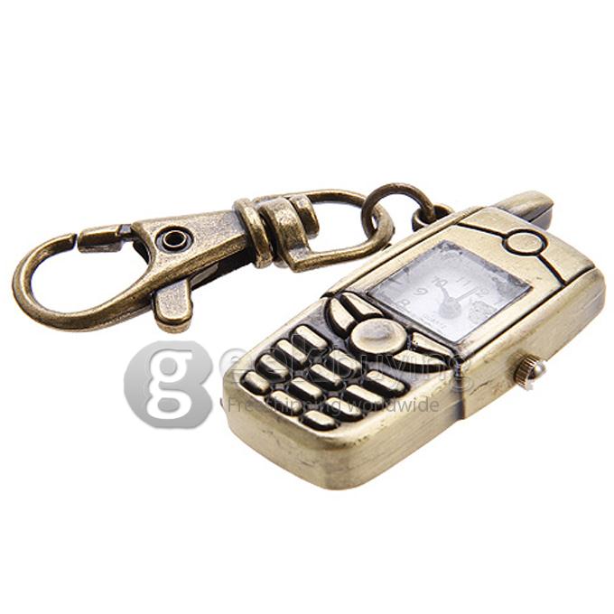 Unisex Mobile Phone Style Analog Quartz Keychain Necklace Watch