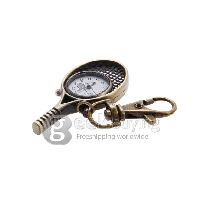 Badminton Racket Style Unisex Alloy Analog Quartz Keychain Watch