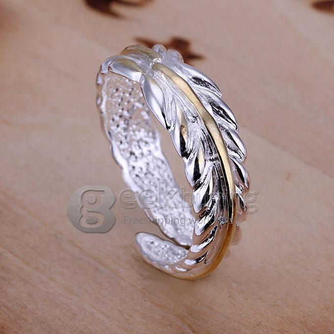 925 Sterling Silver Feather-shaped Ladies' Ring