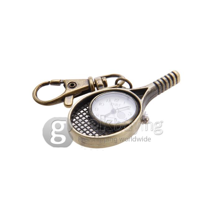 Badminton Racket Style Unisex Alloy Analog Quartz Keychain Watch