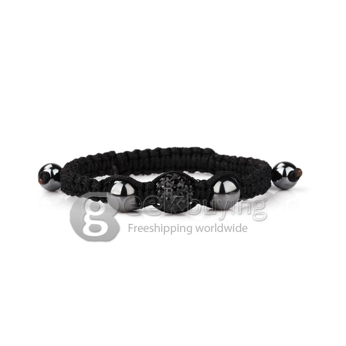 Shambhala One Diamond Rhinestone Bead Ball Nylon Braided Bracelet