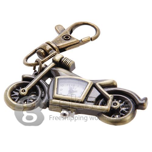 Unisex Motorcycle Style Alloy Analog Quartz Keychain Watch
