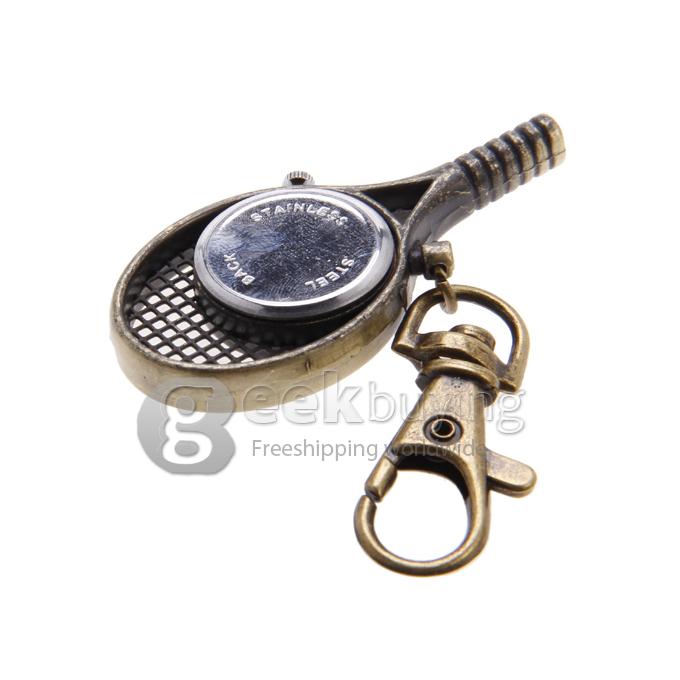 Badminton Racket Style Unisex Alloy Analog Quartz Keychain Watch