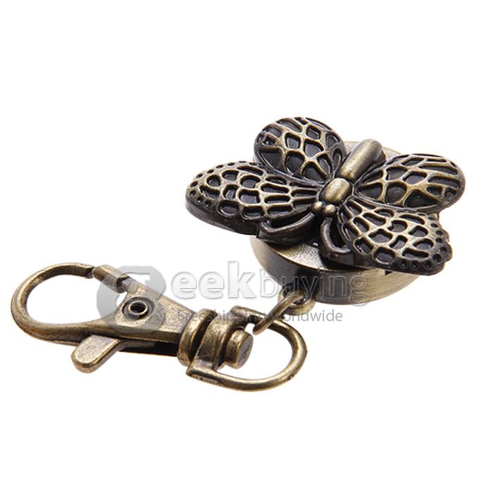 Unisex Butterfly Style Alloy Analog Quartz Keychain Watch