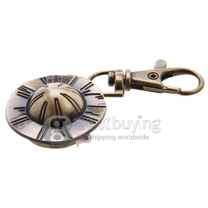 Unisex Straw Hat Design Alloy Analog Quartz Keychain Watch