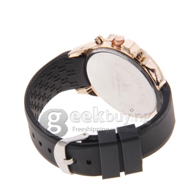 V6 Men's Analog Silicone Band Quartz Wrist Watch - Golden
