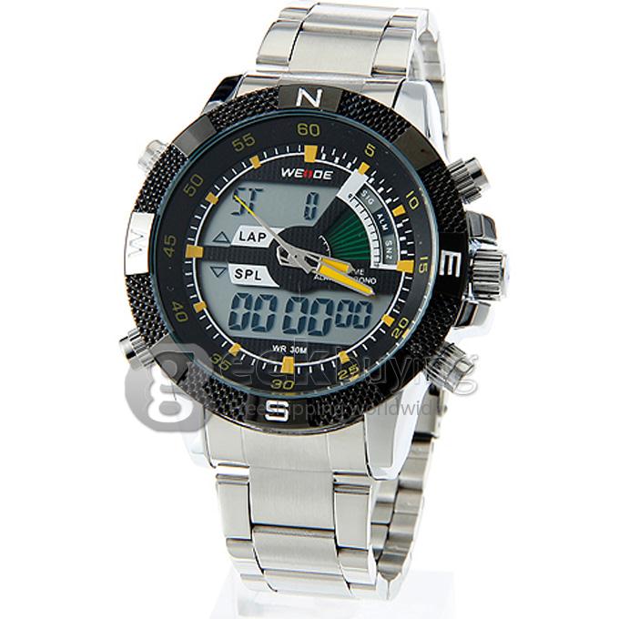 Double Movement Multi-function Casual Watch with Steel Watchband