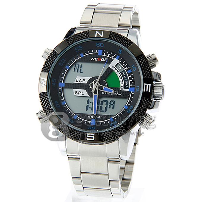 Double Movement Multi-function Casual Watch with Steel Watchband