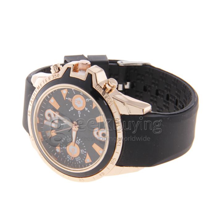 V6 Men's Analog Silicone Band Quartz Wrist Watch - Golden