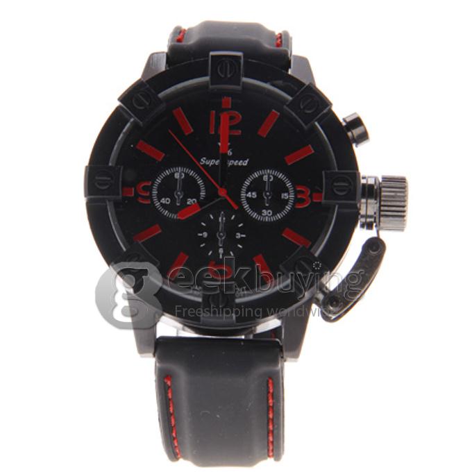 V6 Men's Analog Black Silicone Band Round Dial Quartz Watch