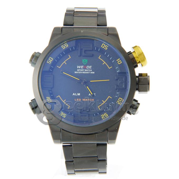 Alloy Analog - Digital Men's Wrist Watch with Steel Watchband