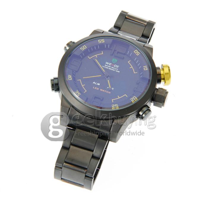 Alloy Analog - Digital Men's Wrist Watch with Steel Watchband