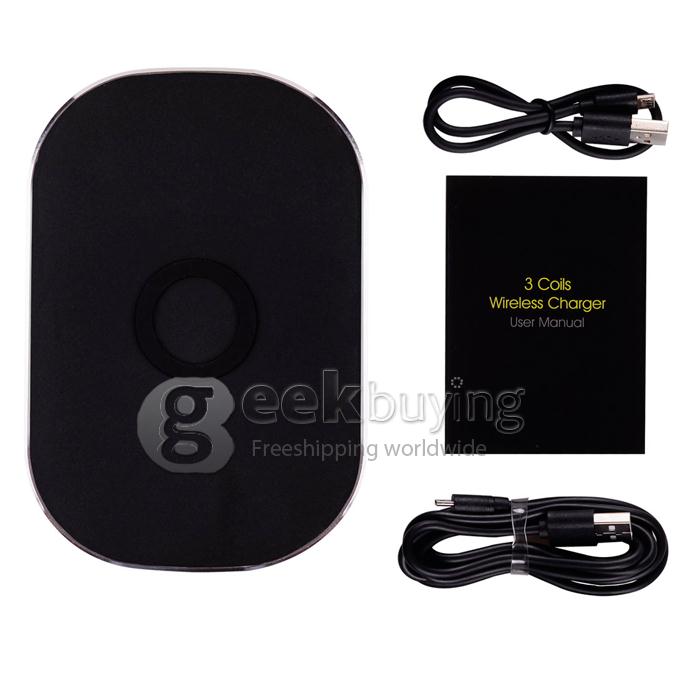 T300 3 Coils Wireless Charging Pad Qi-Enabled USB Phone Charger