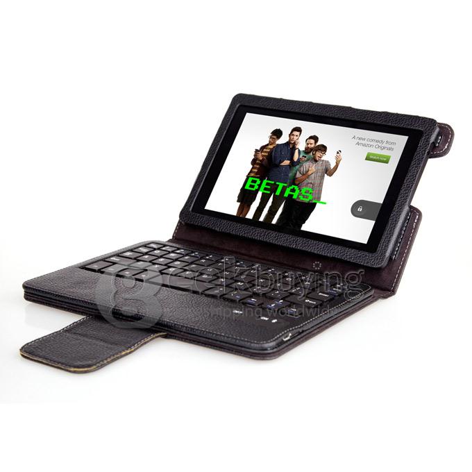 Detachable BT Keyboard with Leather Case for Amazon New Kindle HD7 II