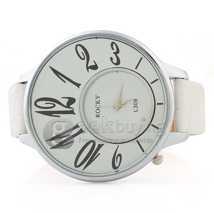 Rocky L309 Round Dial Women Wrist Watch with Leather Watchband