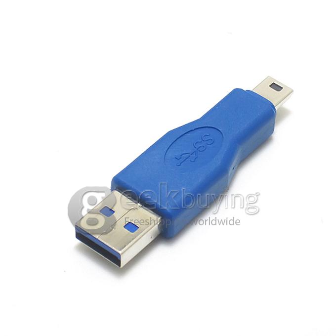 USB 3.0 Mini B Male to A Male Adapter -Blue