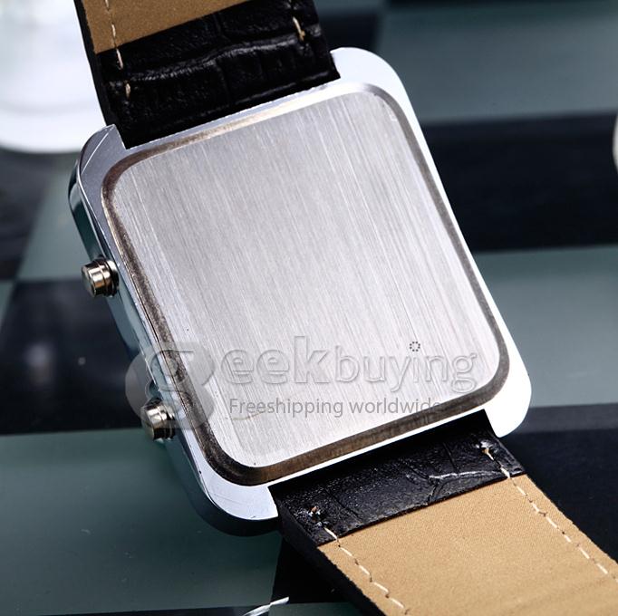 Unisex LED Binary System Display Wrist Watch with PU Watchband