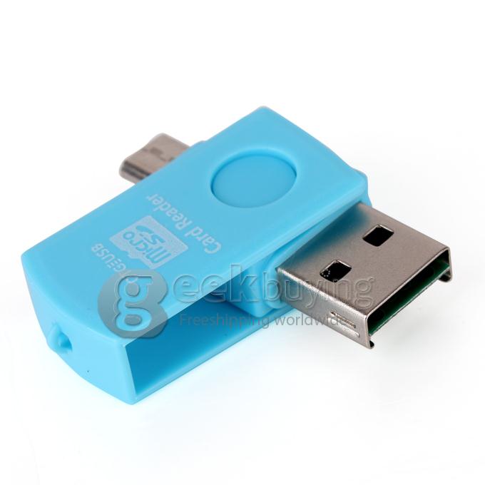 Rotating OTG/USB Smart Card Reader Connection Kit Blue