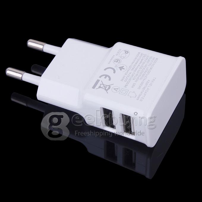 Dual USB EU Plug Wall Charger Power Adapter for Smartphone/Tablet PC