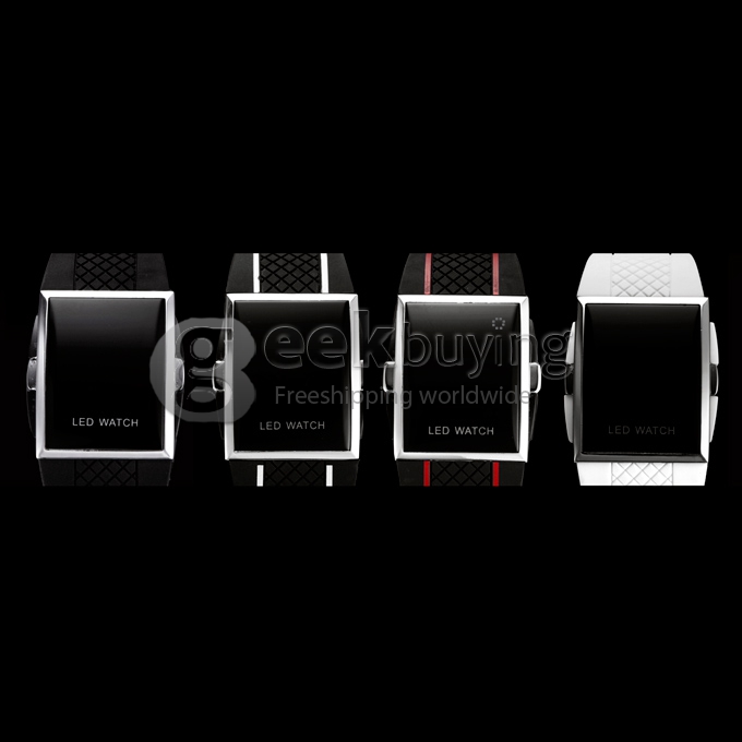 Makibes Unisex Red LED Digital Rectangle Dial Silicone Band Watch