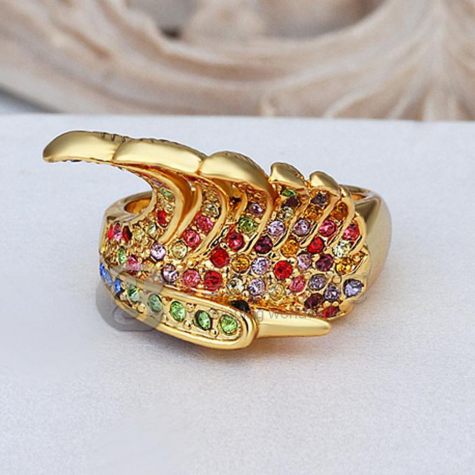 18K Golden Rhinestones Colorful Diamond Alloy Ring