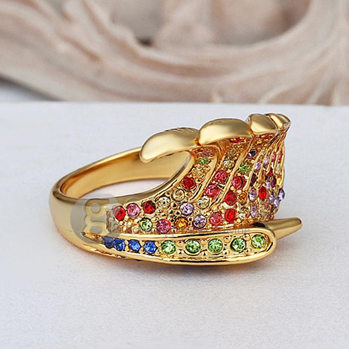 18K Golden Rhinestones Colorful Diamond Alloy Ring