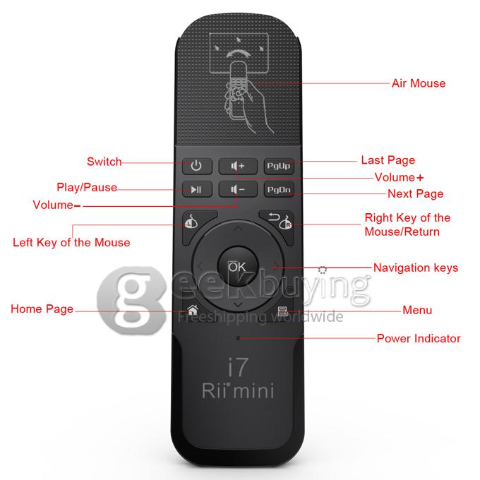 Rii Mini i7 MWKS07 2.4G Wireless Air Fly Mouse Keyboard Remote
