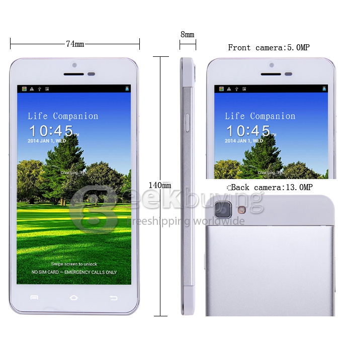 Haipai X3sW 5" MTK6582 Smartphone IPS 1GB+4GB 13MP Android4.2 OTG
