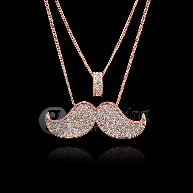 Beard with full Rhinestone Sweater Chain Necklace Torque for Woman