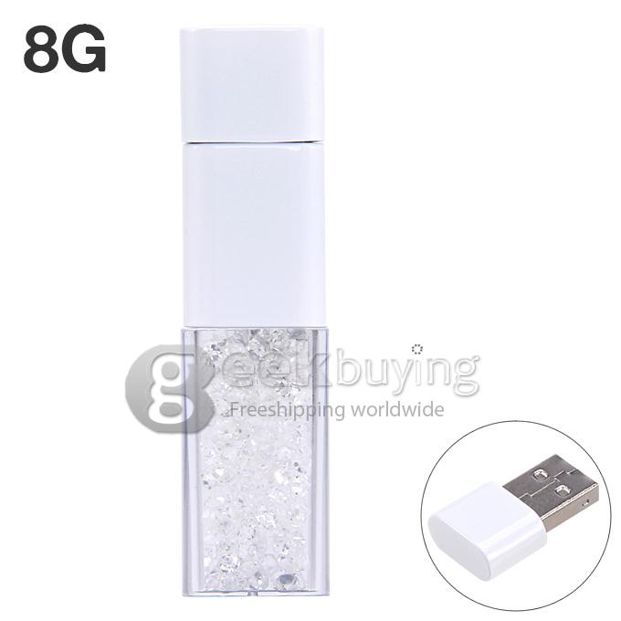 8G USB Flash Disk Memory Stick Drive with Blink CZ Diamond White