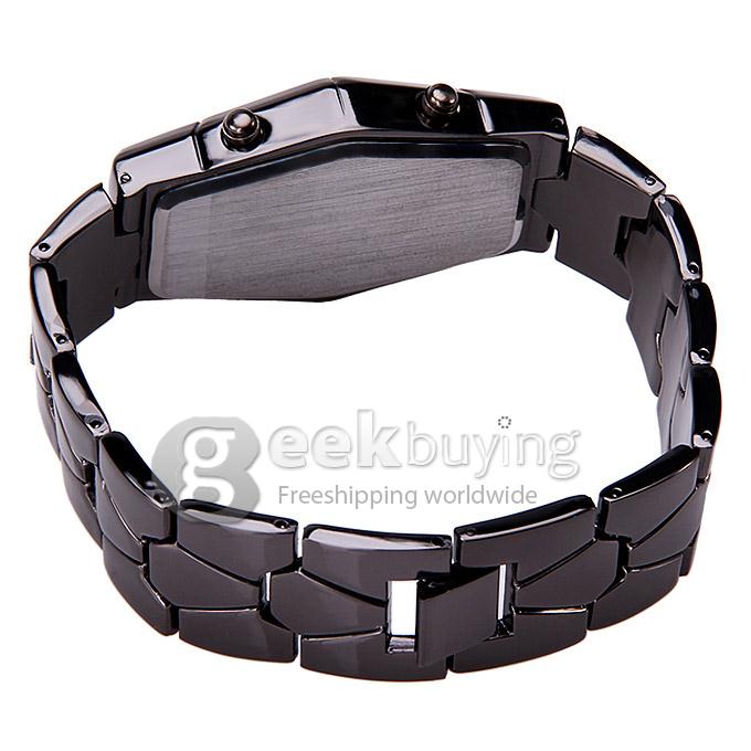 Men's Snake Head Design Dial LED Watch with Stainless Steel Strap