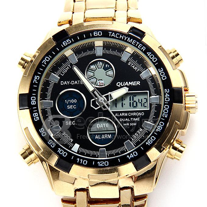 LED Analog & Digital Quartz Gold Wrist Watch for Man
