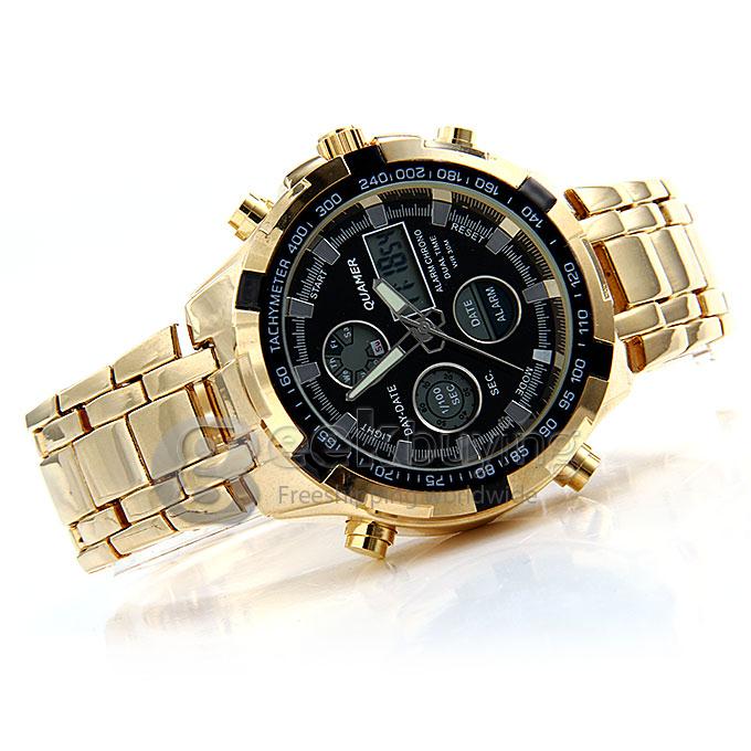LED Analog & Digital Quartz Gold Wrist Watch for Man