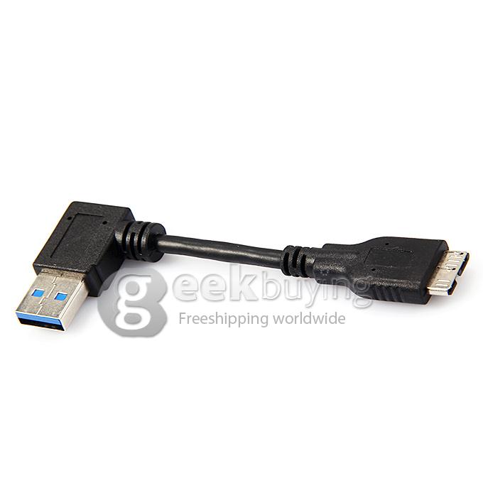 90°USB 3.0 Male to Micro B USB 3.0 Cable OD=4MM L=6CM - Black
