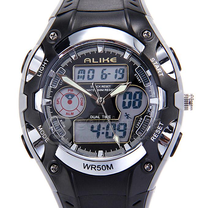 LED Alloy Quartz Rubber Strap 50 Meters Waterproof Sport Watch