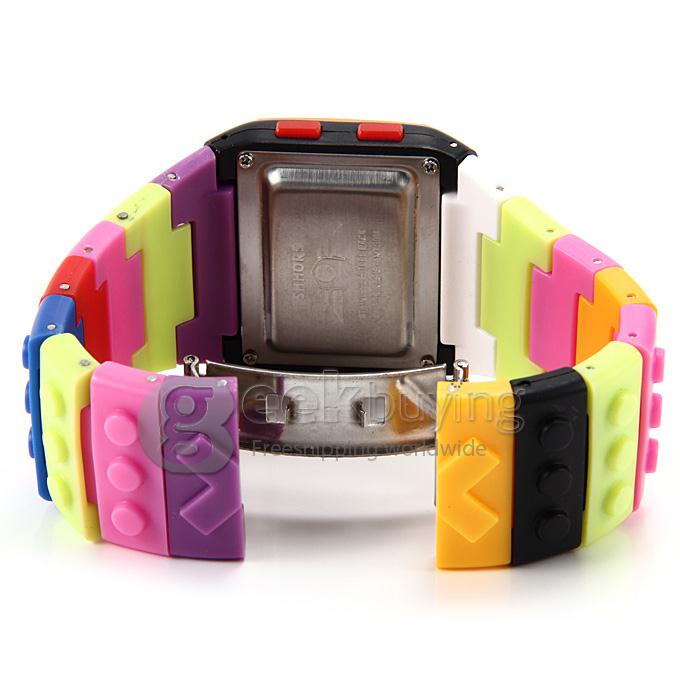 Unisex LED Block Brick Style Rubber Strap Digital Quartz Watch