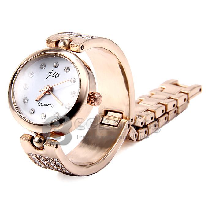 Women's Alloy Strap Analog Quartz Bracelet Watch with Diamond