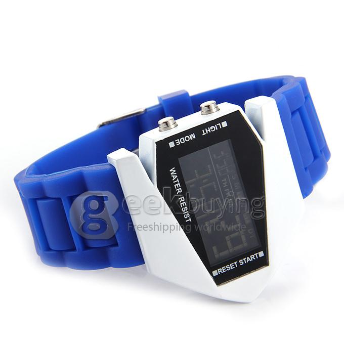 Stealth Aircraft Style LED Silicone Quartz Sport Watch for Man
