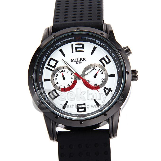 MILER A8225 Stainless Rubber Analog Quartz Sport Watch for Man