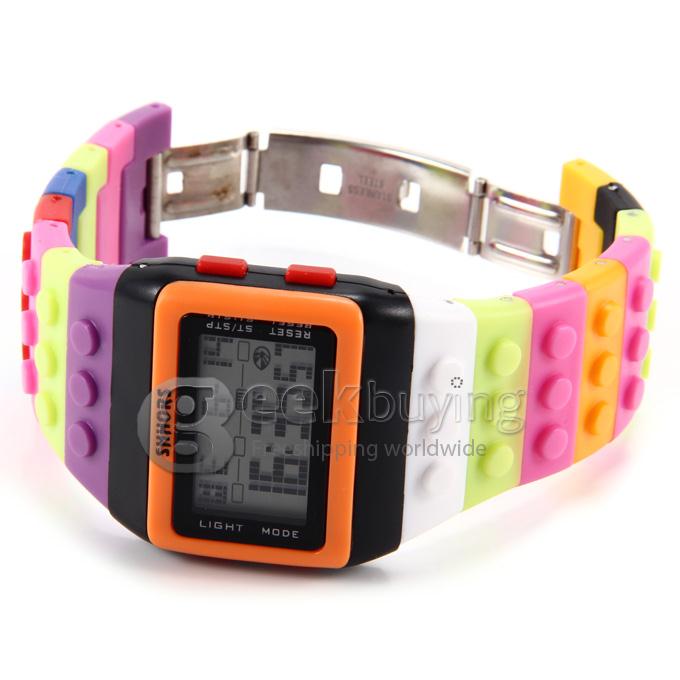 Unisex LED Block Brick Style Rubber Strap Digital Quartz Watch