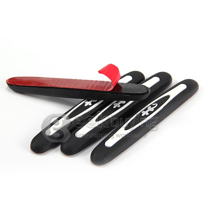 4pcs Auto Car Side Door Edge Protection Guards Stickers - Black+white