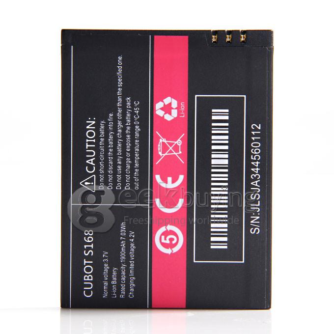 3.7V 1900mAh Rechargeable Lithium-ion Battery for CUBOT S168