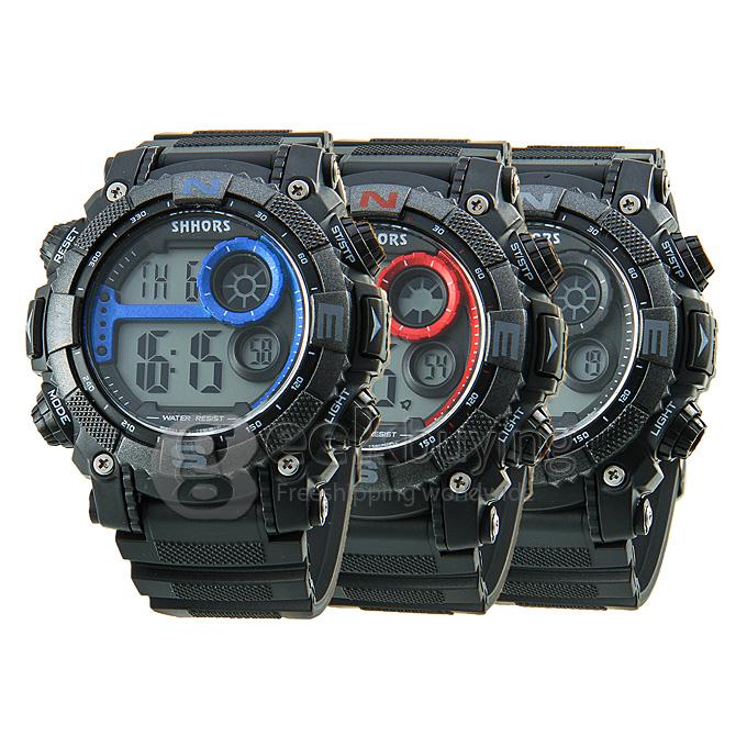 SHHORS 805 LED Rubber Band Digital Quartz Sport Wrist Watch for Man
